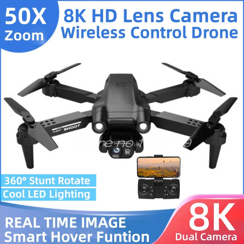 8K HD Dual Camera Wireless Control Drone 50X Zoom 360° Stunt Rollover ...