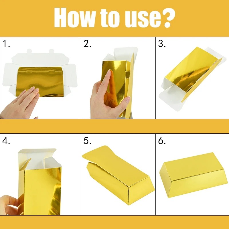 5Pcs Paper Gold Bar Boxes Pirate Theme Party Golden Brick Chocolate ...