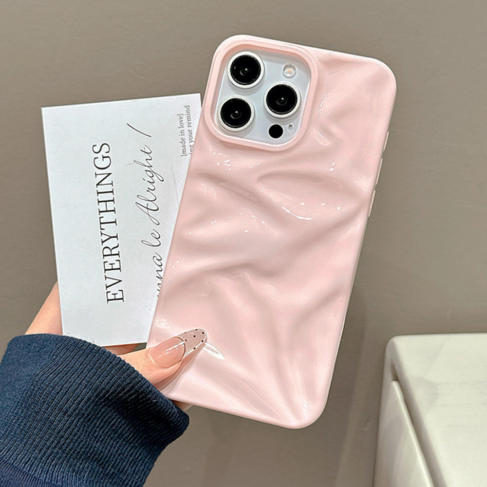 INS Solid Color 3D Water Ripple Phone Case for IPhone 11 16 15 Pro Max ...