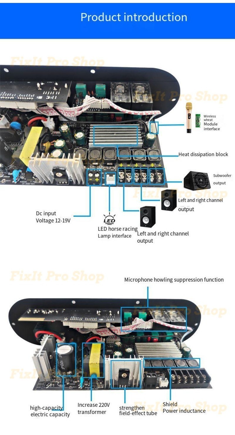 2.1 Channel Bluetooth Multi-function Digital Power Amplifier Board High ...