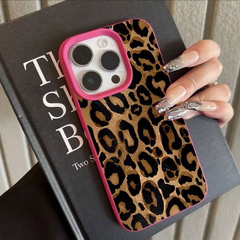 INS Brown Leopard Print Phone Case For iPhone 16 Pro Max 15 14 Plus 13 ...