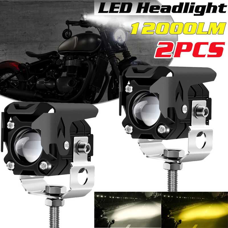 2PCS Motorcycles LED Driving Lights LED Light Pods Mini Projector ...