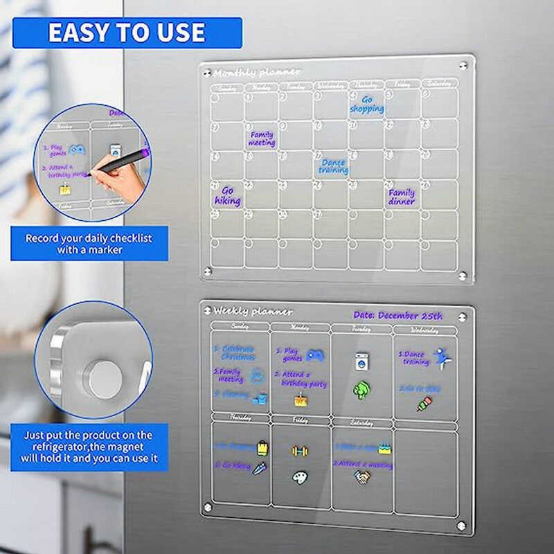 Acrylic Magnetic Fridge Calendar Clear Calendar Board Planner Daily ...