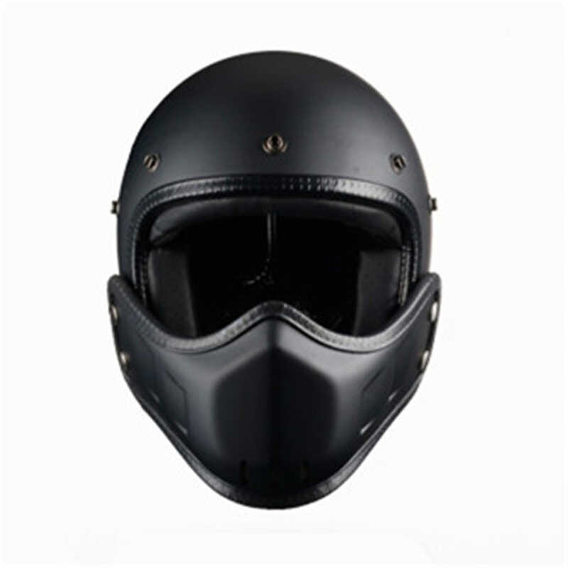 Matte Black DOT Motorcycle Helmet Retro Cafe Racer Vespa Vintage ...