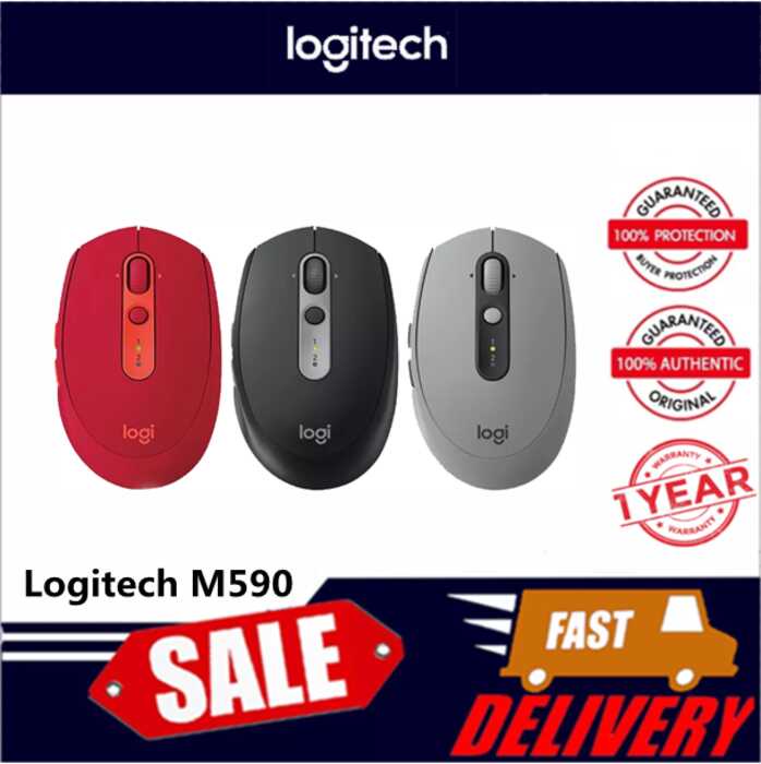 Logitech M590 Multi-Device USB Wireless Bluetooth Office Silent Mouse Ergonomics Mouse For PC ...