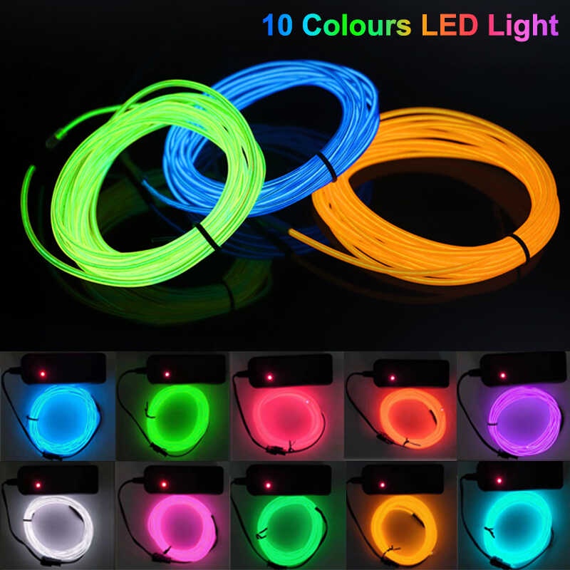 5M Neon Light El Led Neon Wire Party LED Strip Sign RGB Flexible Soft ...