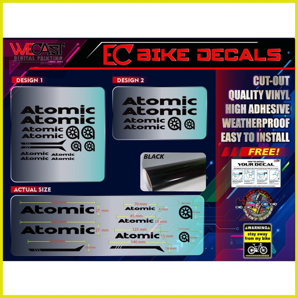 ♀ WECAST Atomic Bike Frame Decals Sticker for Mountain Bike and Road Bike | Shopee Philippines
