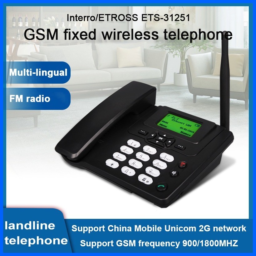 ☪ GSM Fixed Landline Wireless Phone (Single Sim) Dual Frequency GSM 900 ...