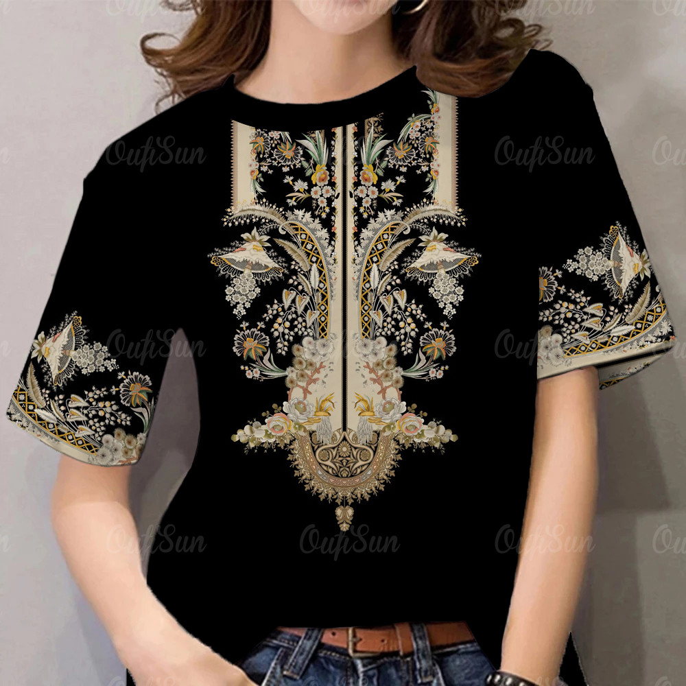 Retro Ethnic Clothing Plus Size Short Sleeved Top For Woman Asean ...