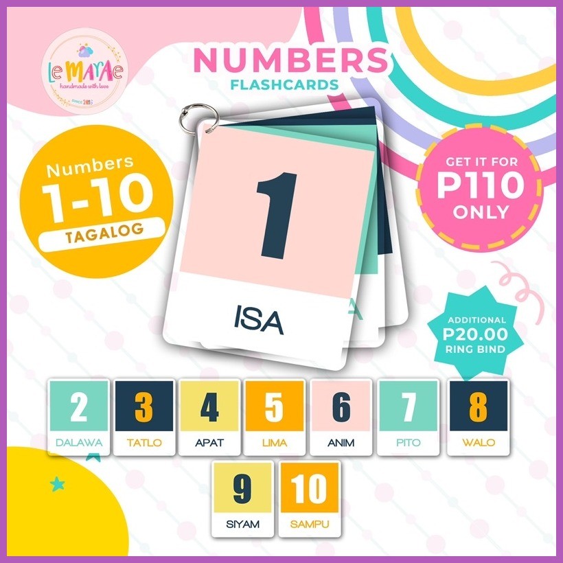 NUMBERS TAGALOG FILIPINO MGA NUMERO Laminated Educational Flashcards ...