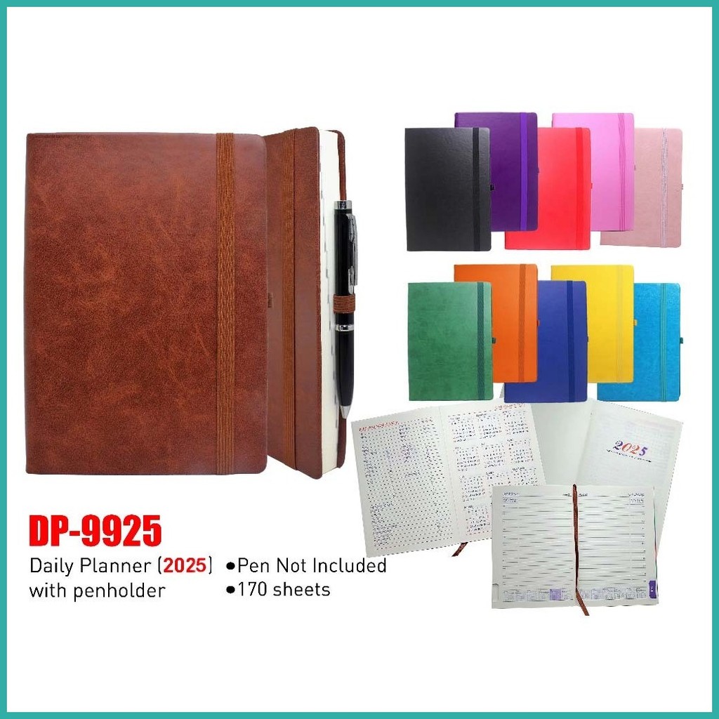 ☔︎ 2025 A5 Diary Hardbound PU Leatherette Daily Planner with Garter ...