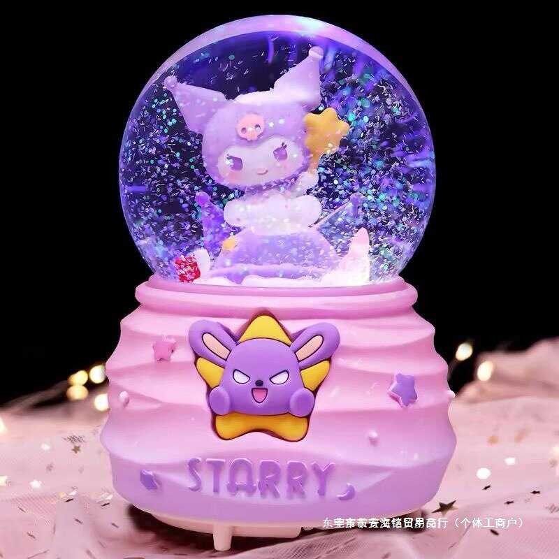 10 Internet Celebrity Cartoon Kuromi Crystal Ball Music Box Glowing ...