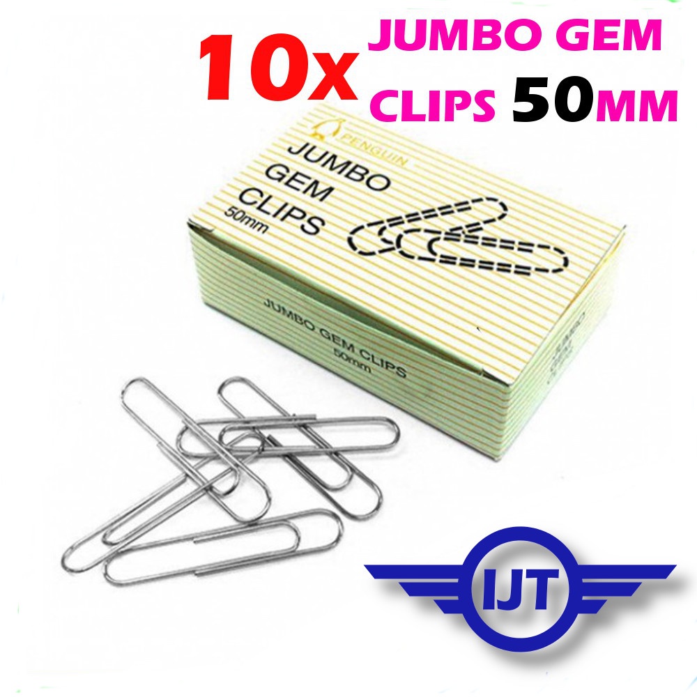 (BIG BOX-10 boxes) Penguin Jumbo Gem Paper Clip Klip Kertas Jumbo 50mm ...