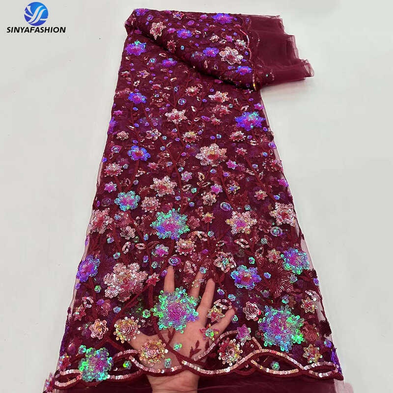 Wholesale Flower Sinya African French Mesh Fabrics For Women Colorful ...