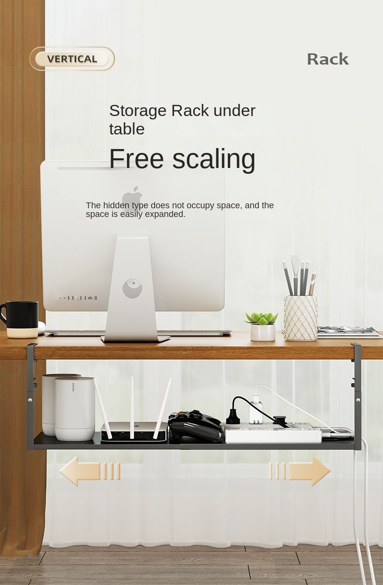 under-Desk Storage Rack Book Computer Desk Bottom Storage Cabinet Punch ...
