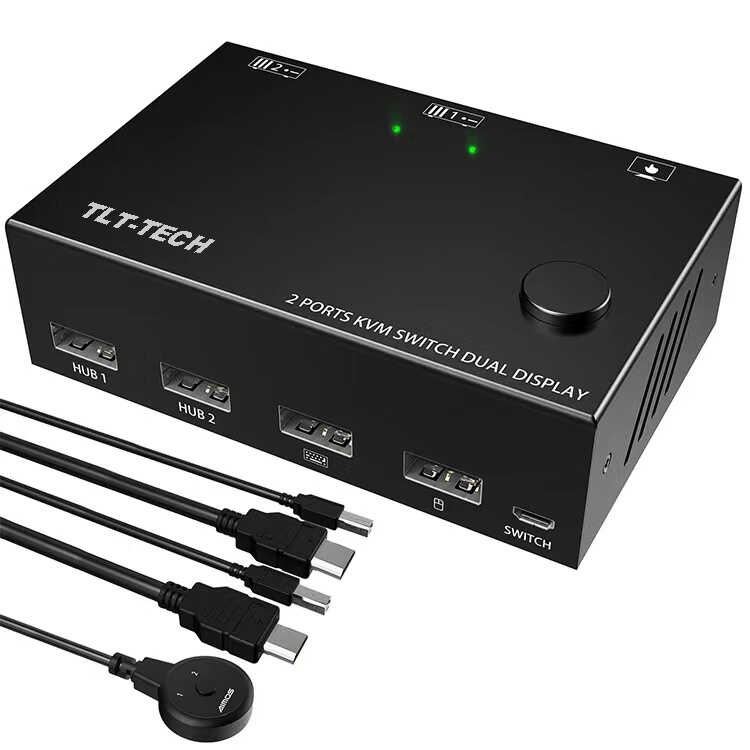 Dual Monitor Kvm Switch 2 Output Hdmi-Compatible 2 Input Display 4K ...