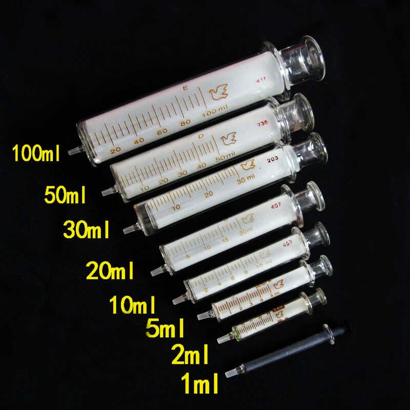 1Ml-120Ml Lab Disposable Glass Injection Syringe Liquid Injector ...