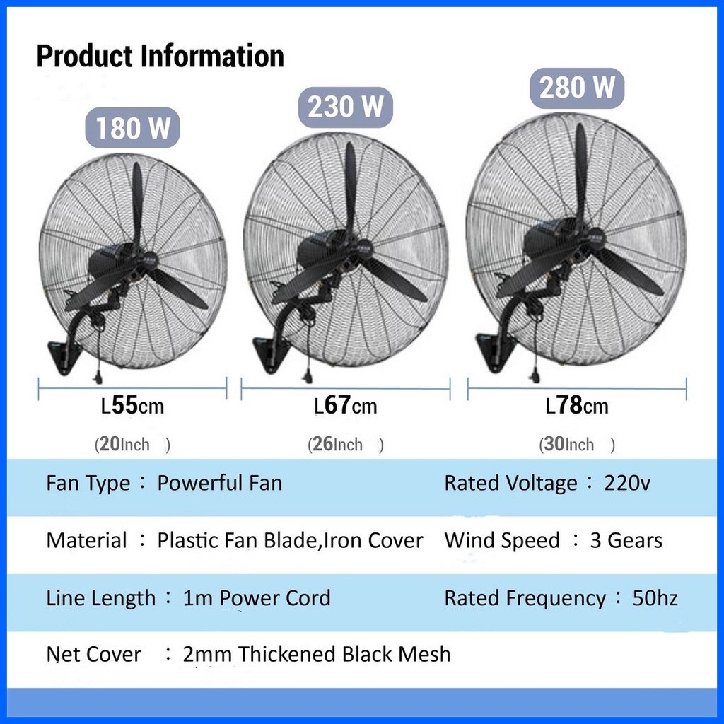 Industrial Fan Electric 30 Inch Three Speed Big Stand Fan Industrial ...