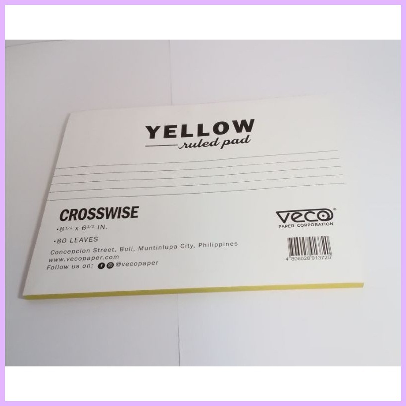 1x VECO YELLOW RULED PAD (1 whole size, 1/2 lengthwise, 1/2 crosswise ...