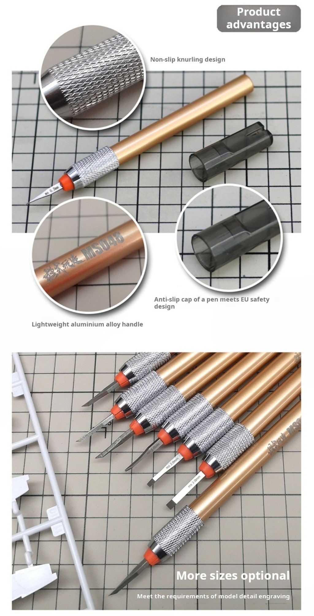 0.15mm 3mm High Quality Model Metal Engraving Knife Push knife MOSHI MS048 for Gundam Gunpla GK ...