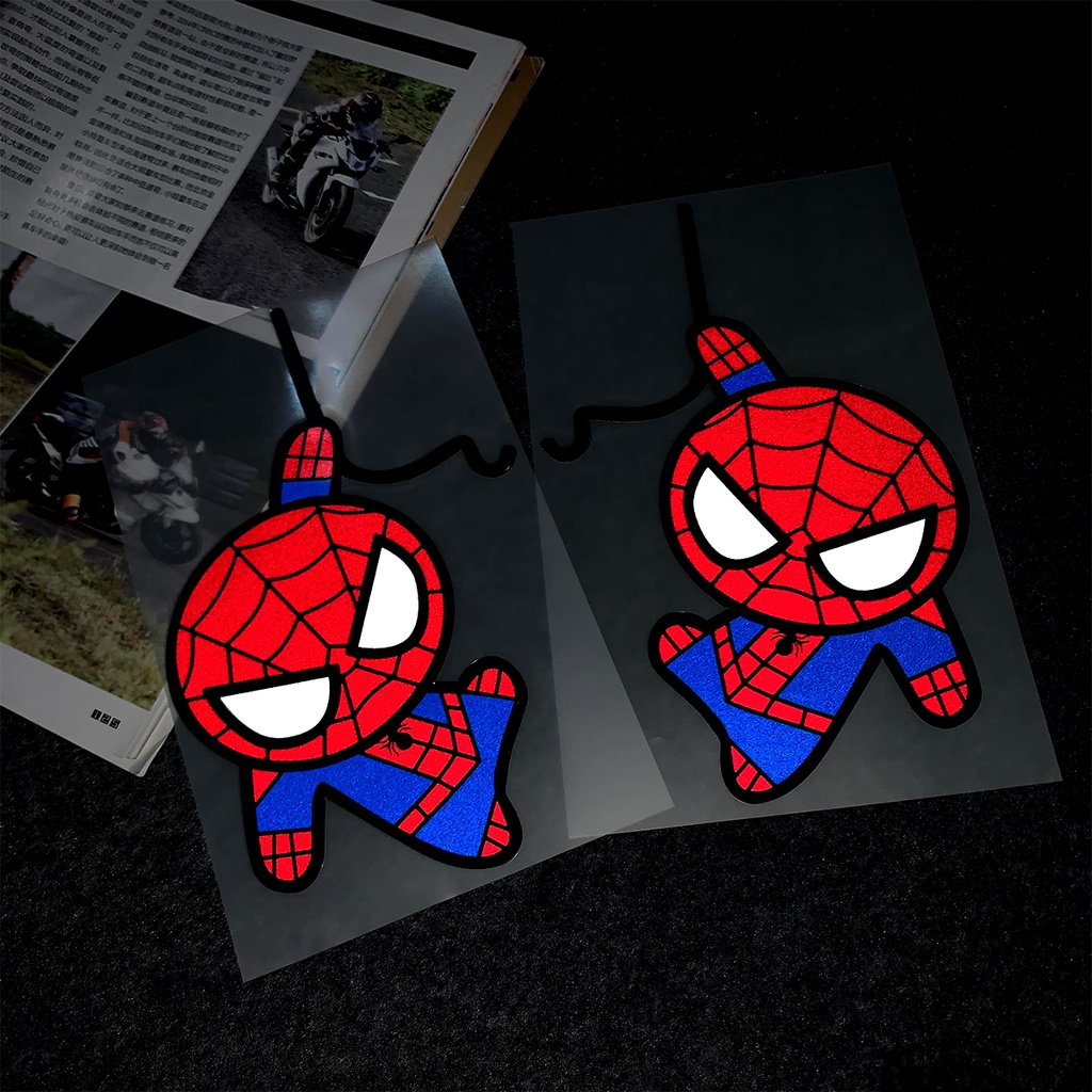 Reflective Marvel Spiderman Anime Sticker Motor Bike Scooter Motorcycle ...