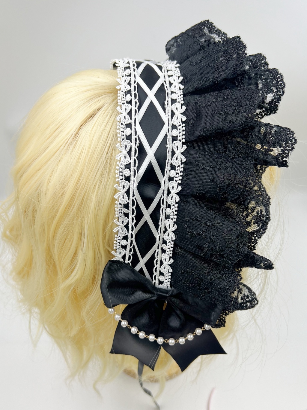 Anime Lolita Rabbit Ears Frilled Lace Hair Clip Headband Detachable ...