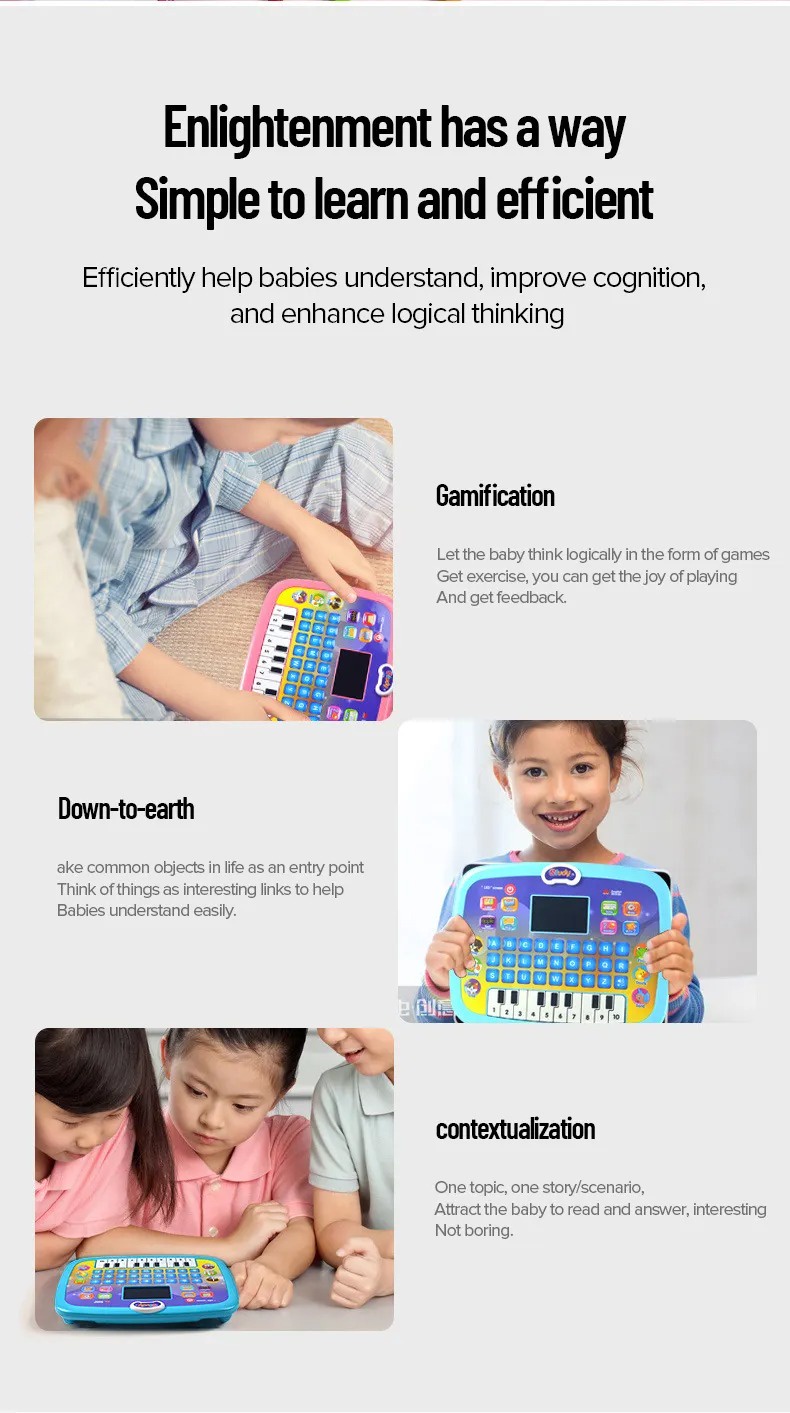 Kids Educational Learning Computer Tablet Learning Toys Baby Character ...