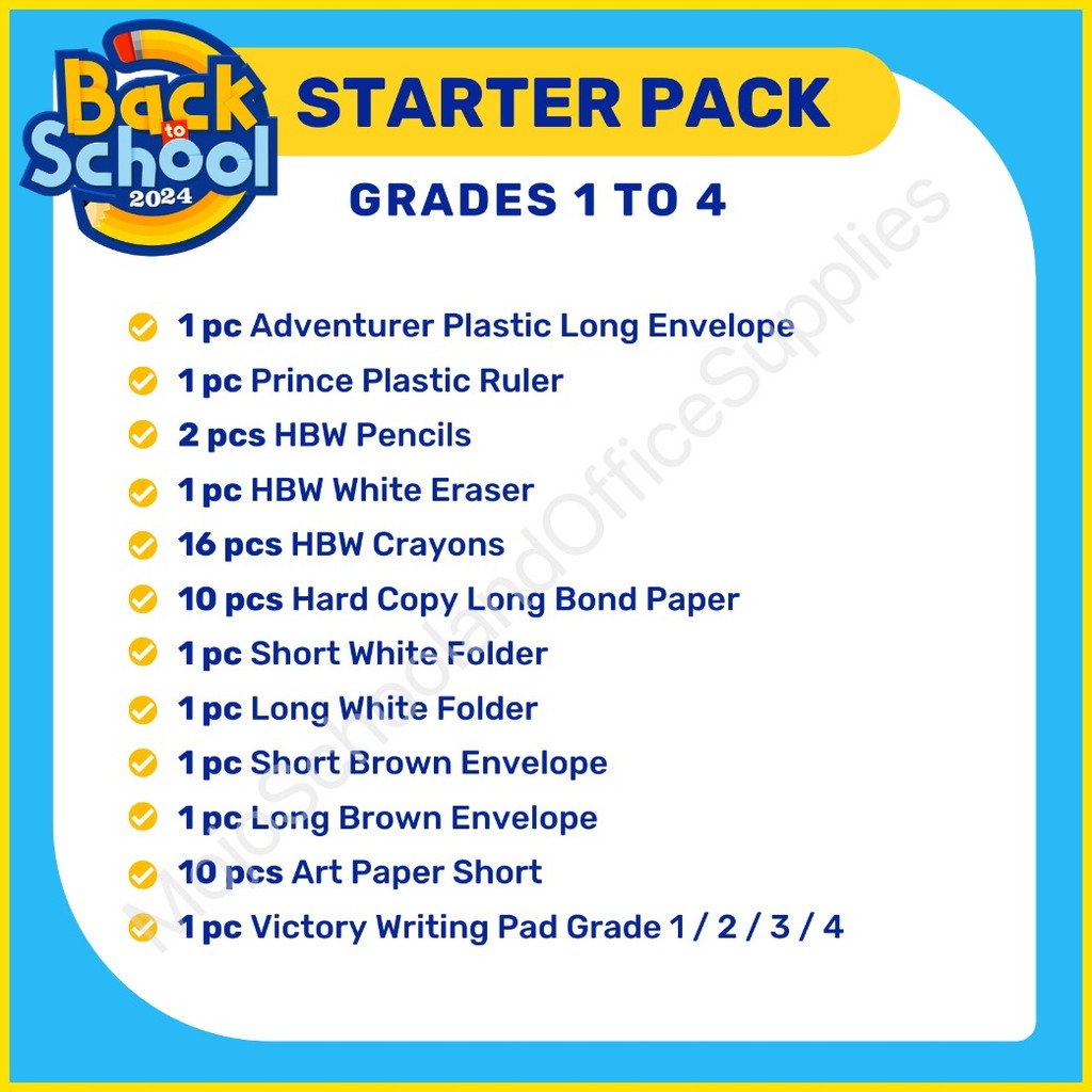 Back to school Starter pack promo grade 1 to 4 school supplies set 2024 ...