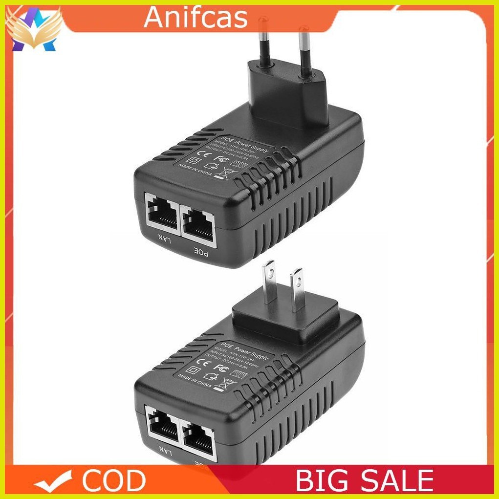☎ COD 24V 0.5A 12W Wall Plug POE Injector Ethernet Adapter IP Phone ...