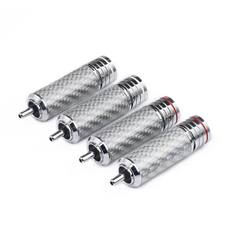 4PCS HiFi RCA Plug Hi-end Carbon Fiber Rhodium Plated RCA Connector for ...