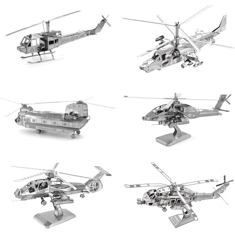 DIY Helicopter Metal Assembly Toys KA50 Chinook Black Hawk Apache ...