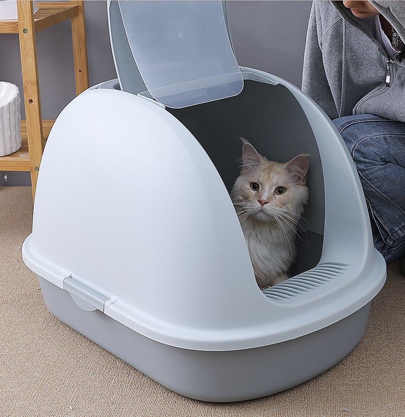 Litter Box Fully Enclosed Splash-Proof Maine Fat Cat Toilet Extra Large ...