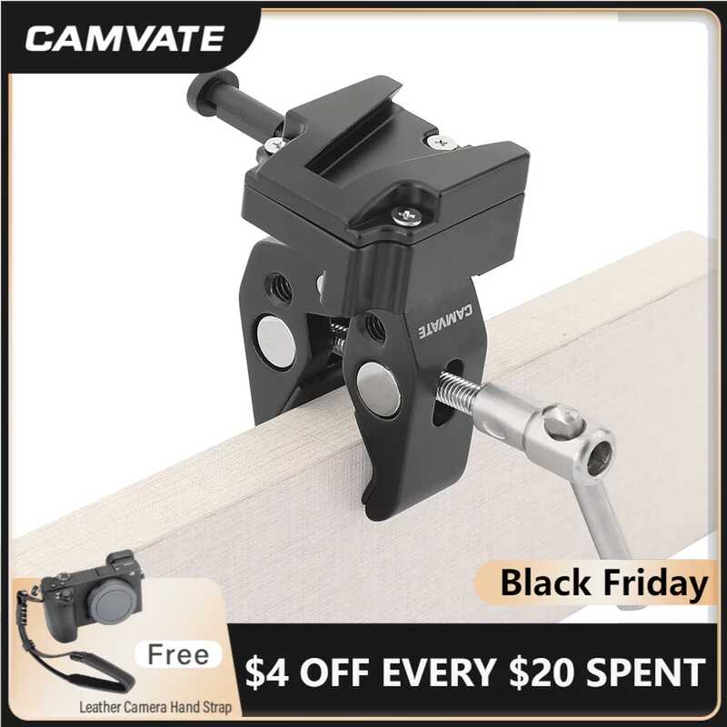 CAMVATE Generic Super Crab Clamp With T-Handle & Universal V-Lock Mount ...