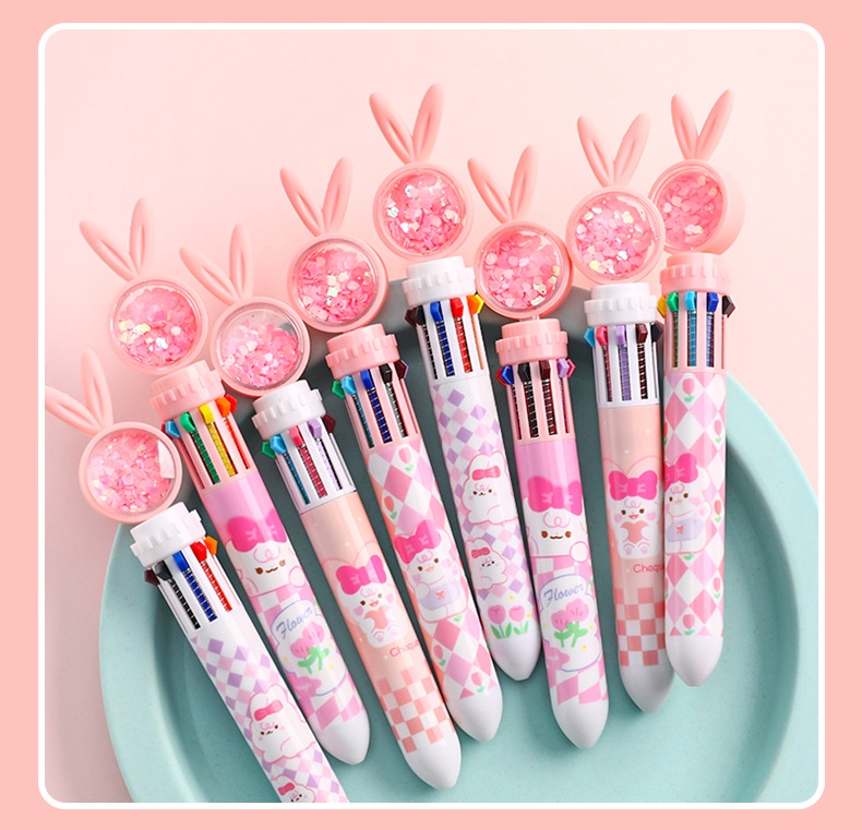 10 color ballpoint pen cute rabbit learning supplies student multi ...