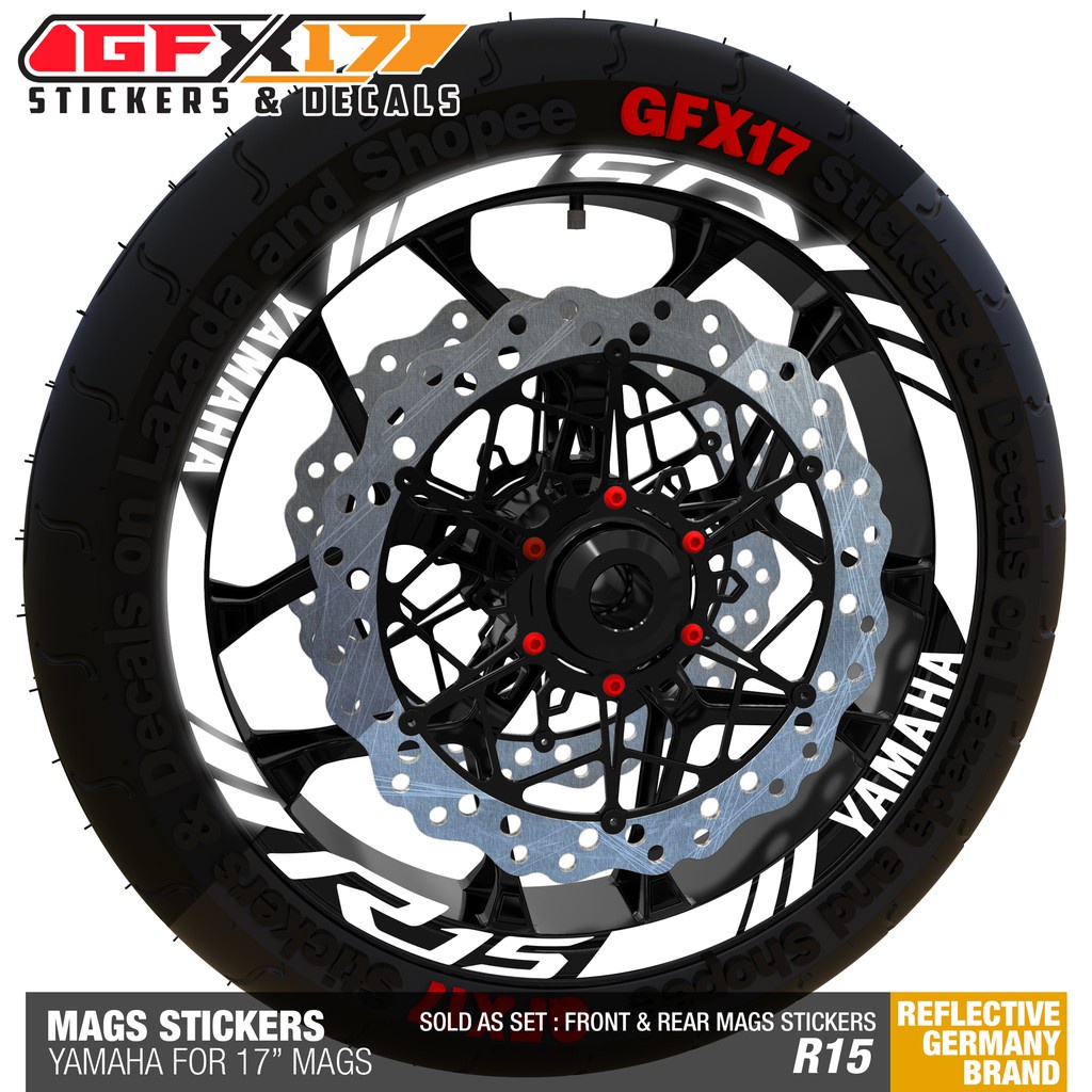 GFX] Yamaha R15 [Reflective Mags Sticker] (White) | Shopee Philippines