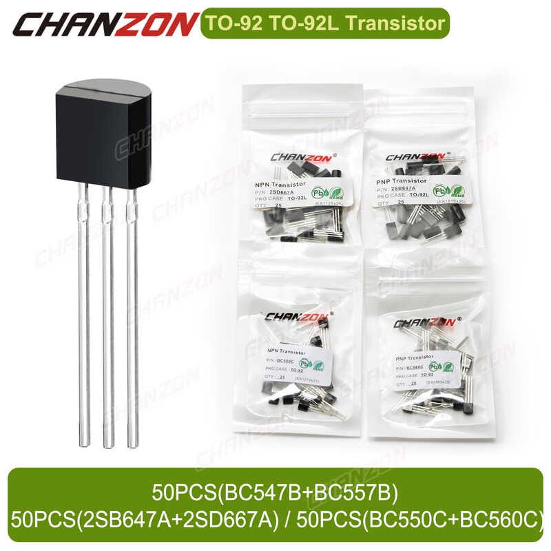 50Pcs (25pcsx2) Bc547B Bc557B 2Sb647A 2Sd667A Bc550C Bc560C TO92 TO92L ...