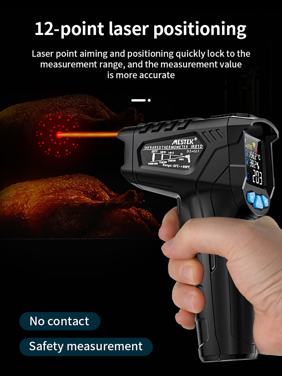 Digital Infrared Thermometer Non-contact Laser Temperature Meter ...