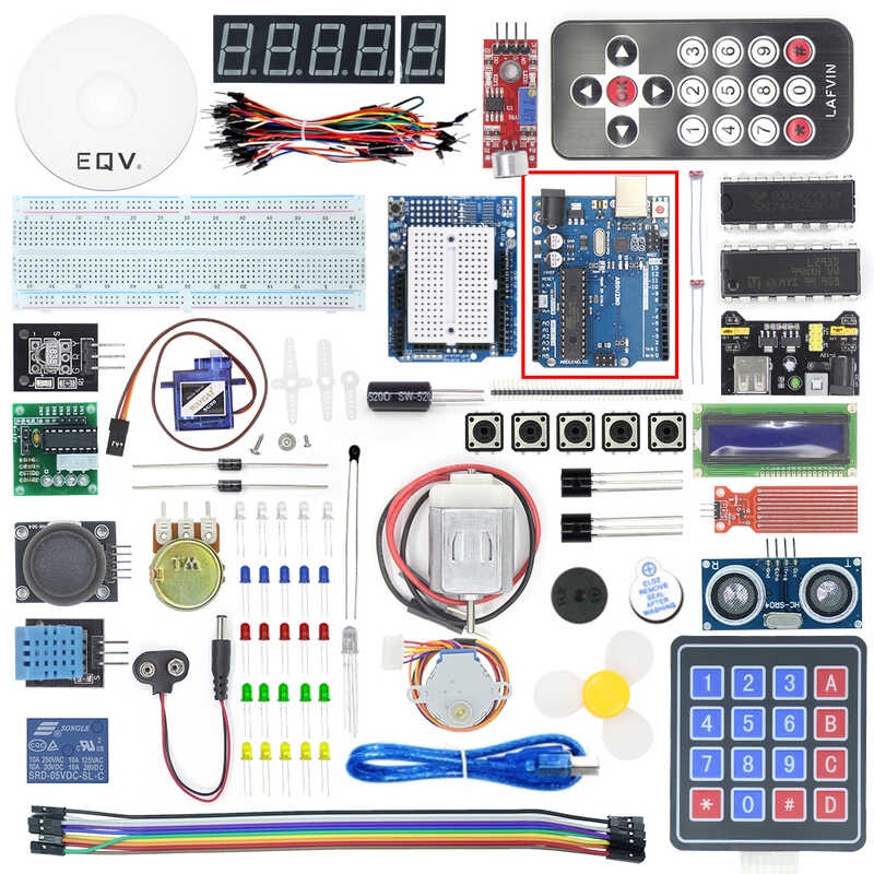 EQV Super Starter Kit Para Sa Arduino UNO R3 - Uno R3 Breadboard / Step Motor / Sg90 Servo ...
