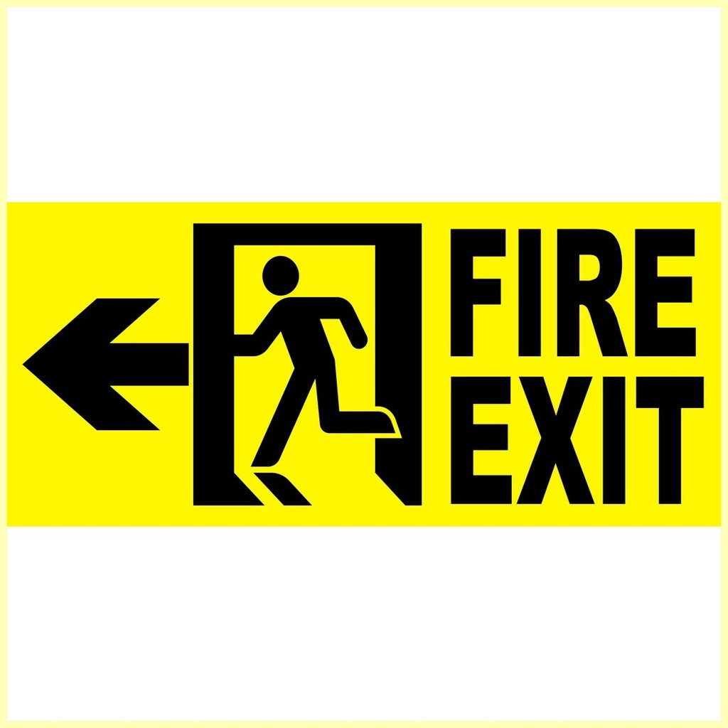 © FIRE EXIT SIGN YELLOW BACKGROUND SIGN PVC TYPE | Shopee Philippines