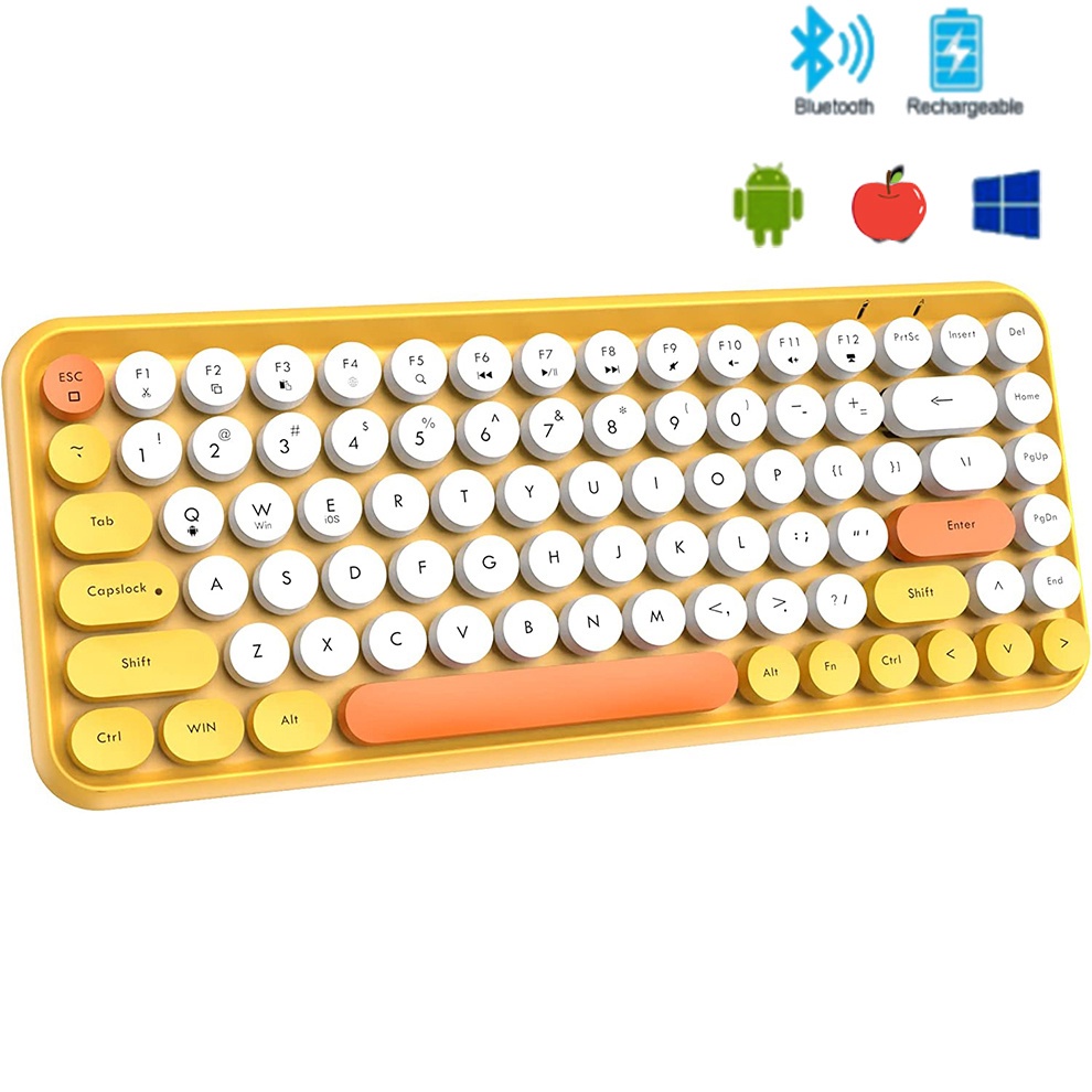 Mofii Multi-Device Wireless Bluetooth Keyboard Mini 84-Key Retro Round ...