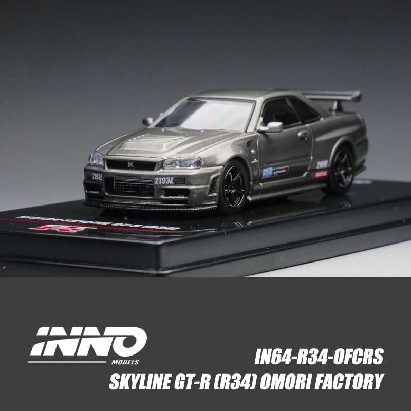 INNO 1:64 SKYLINE GTR (R34) OMORI FACTORY CLUBMAN RACE SPEC Alloy Car ...