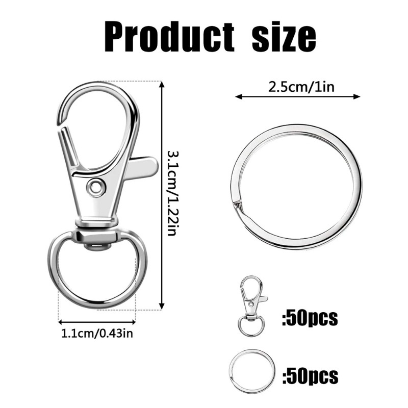 100Pcs/Set Metal Split Key Rings - DIY Handmade Crafts - Silver Gold ...