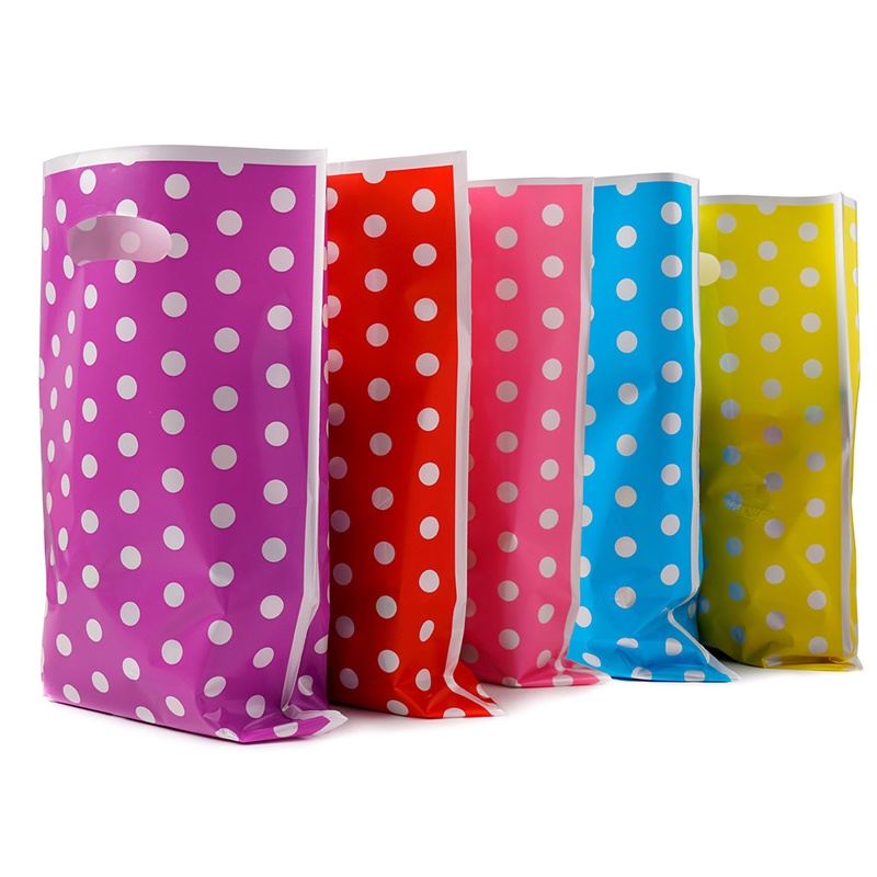 50PCS Solid Color Dots Gift Plastic Bags For Business Birthday Party ...