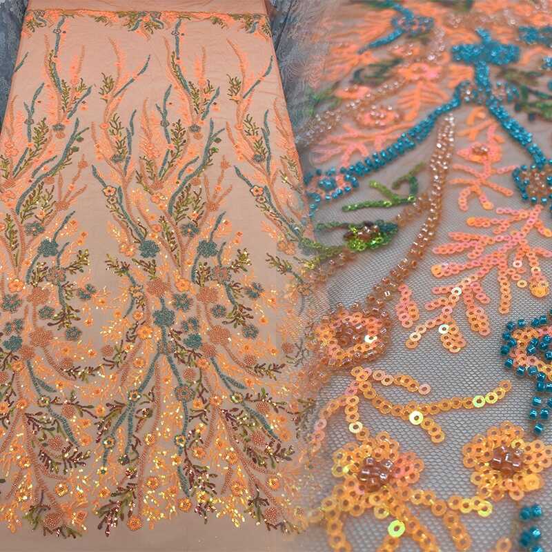 Laces Kababaihan Beaded Aprikano Pranses Dantelle Lace Fabric Material ...