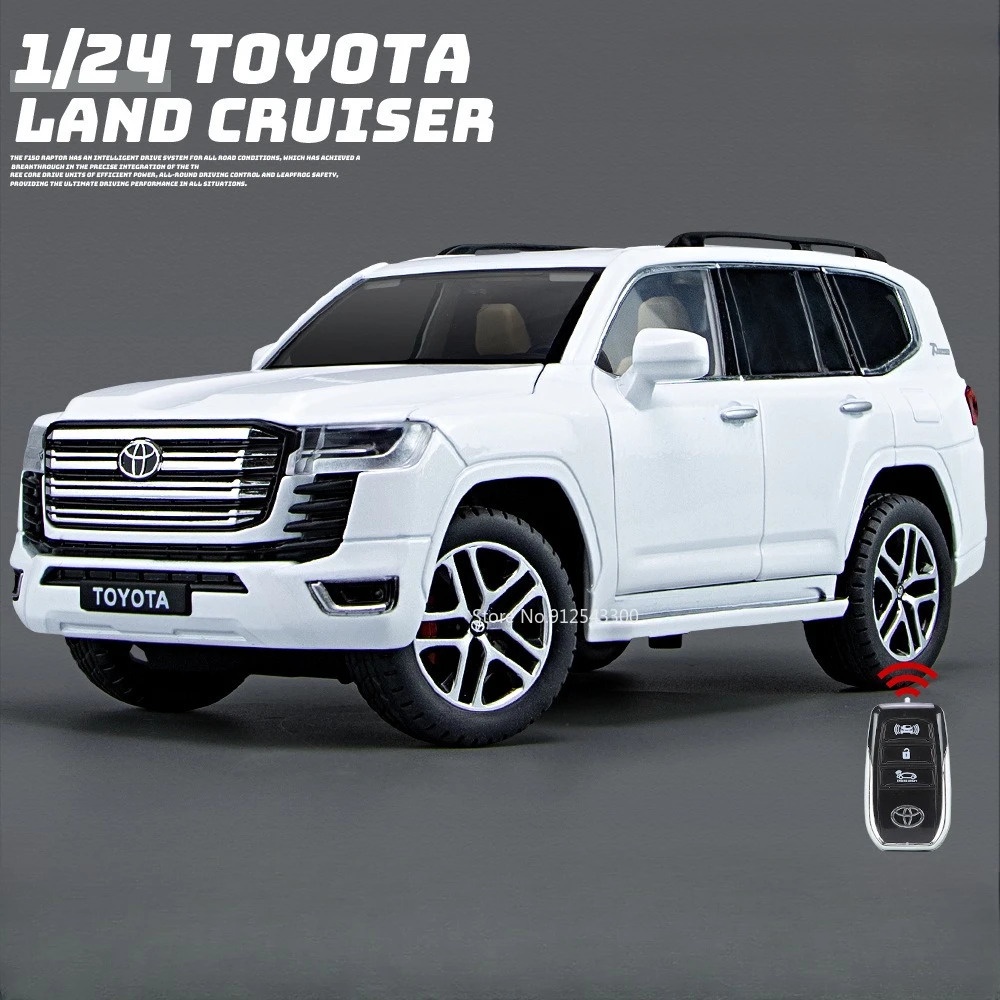 1/24 Land Cruiser Toy Alloy Diecast with Car Key Control Sound Light ...
