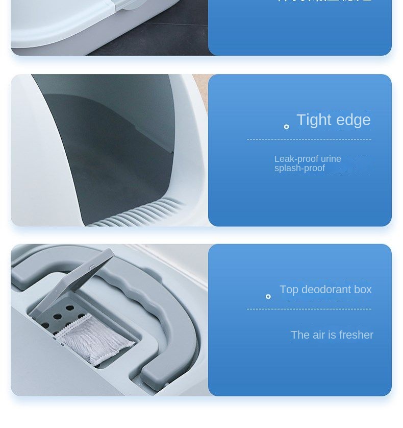 Litter Box Fully Enclosed Splash-Proof Maine Fat Cat Toilet Extra Large ...