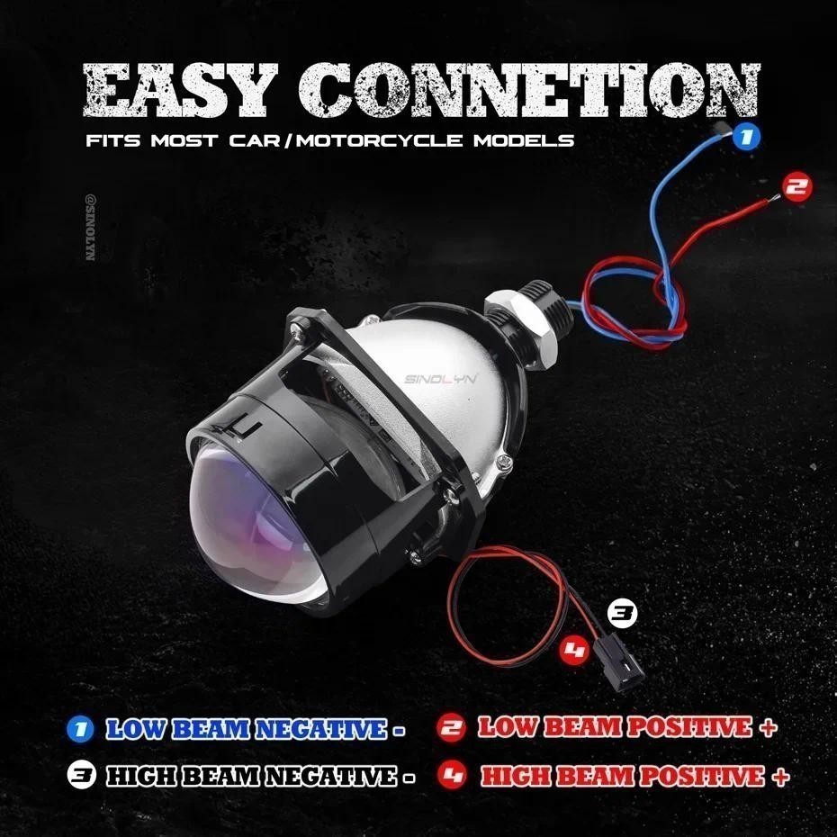 2.5 Inch Blue Bi LED Projector Lens Car Motorcycle Headlamp H4 H7 H1 ...