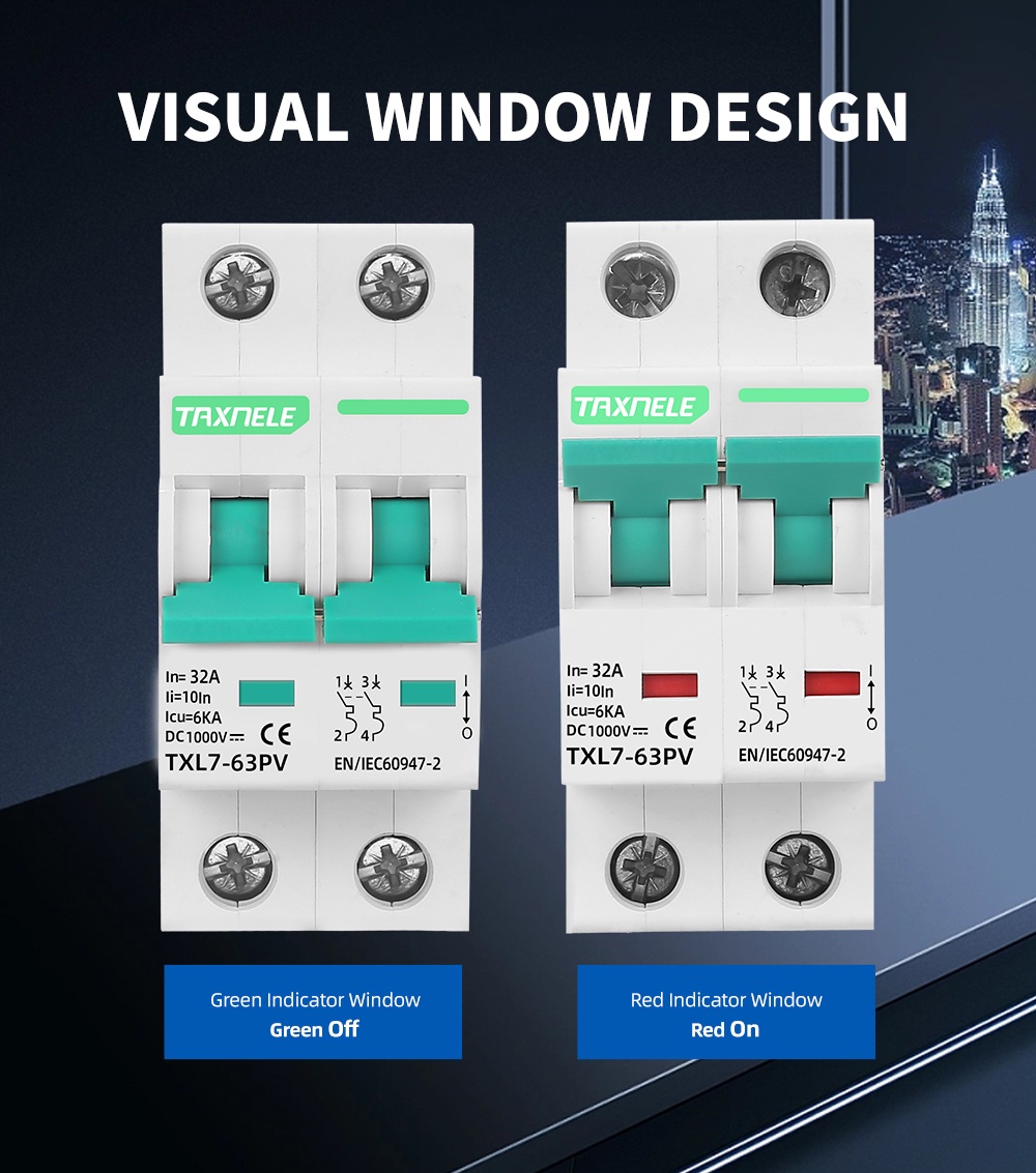 DC MCB Solar Mini Circuit Breaker L7 2P 1000VDC Short Circuit Protection 10A 16A 20A 25A 32A 63A ...