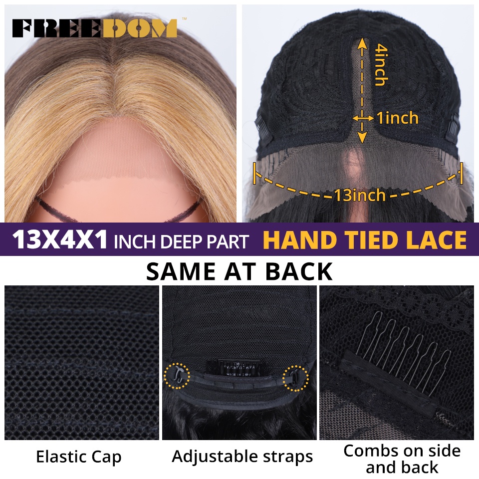 FREEDOM Synthetic Lace Front Wigs For Women 26 Inch Long Straight Lace ...