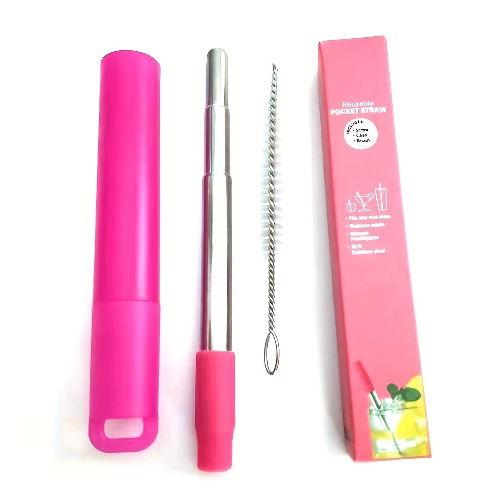 304 Stainless Steel Straw Set with Silicone Tip Drink Milk Tea Straw ...